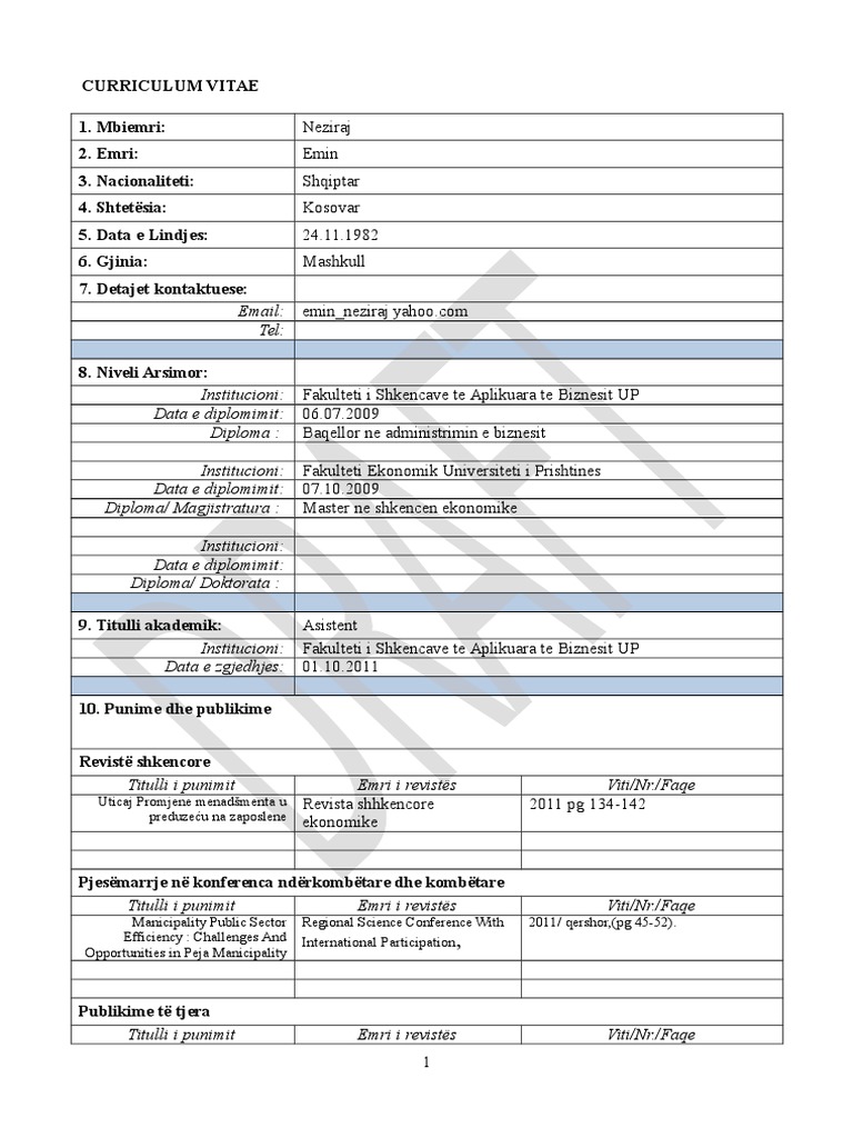 CV Shqip | PDF