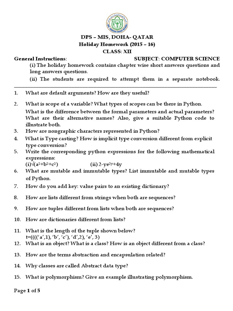 Holiday Assignment Xii Method Computer Programming Parameter Computer Programming