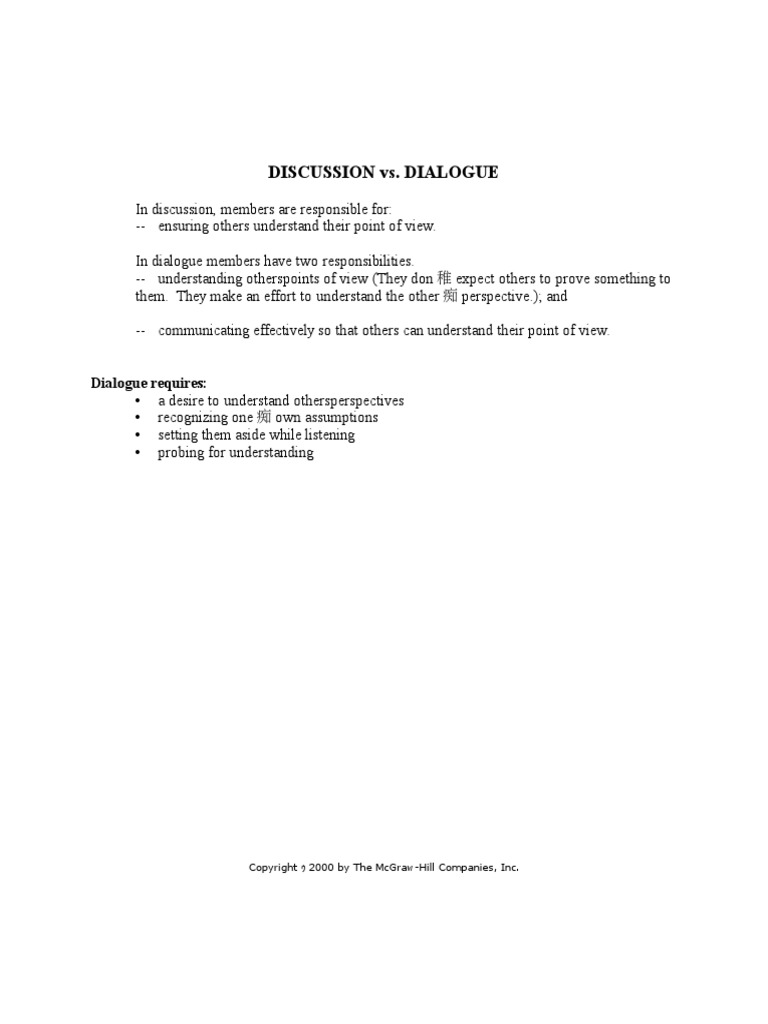 Discussion vs. Dialogue | PDF | Social Science | Self-Improvement