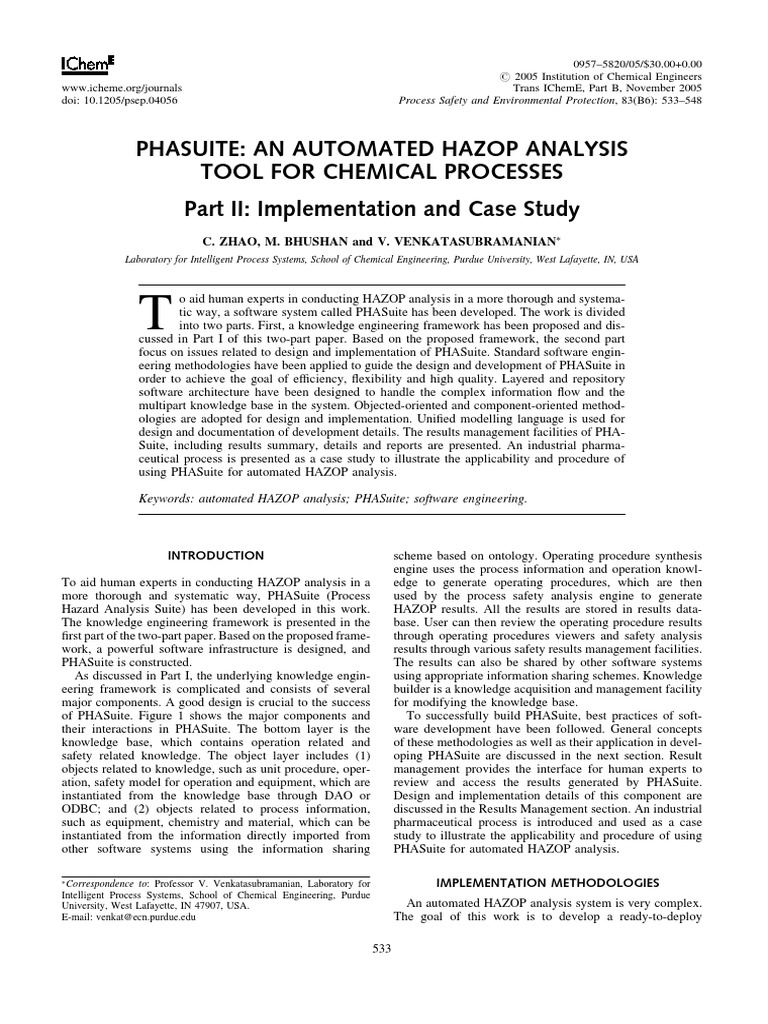 Phasuite: An Automated HAZOP Analysis Tool For Chemical Processes | PDF ...