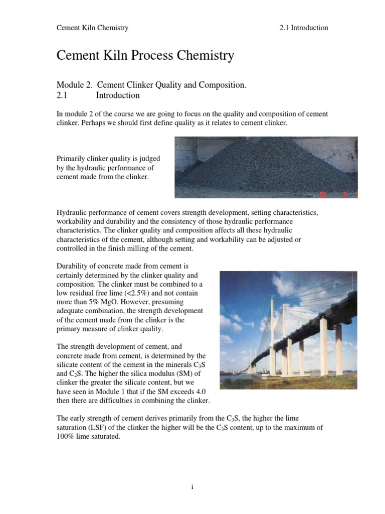 Cement Kiln Process Chemistry: Module 2. Cement Clinker Quality and Composition | PDF | Cement ...