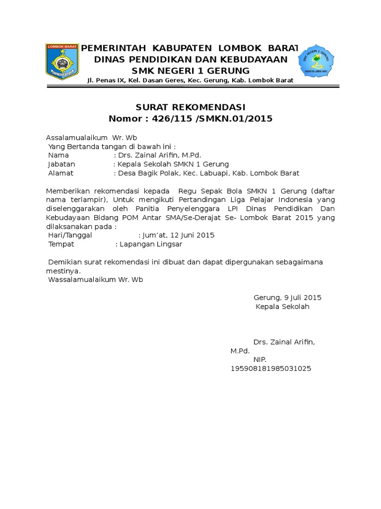 Contoh Surat Rekomendasi Dari Sekolah Untuk Mengikuti Lomba - Delinewstv Contoh Surat Rekomendasi Dari Sekolah Untuk Mengikuti Lomba - Delinewstv