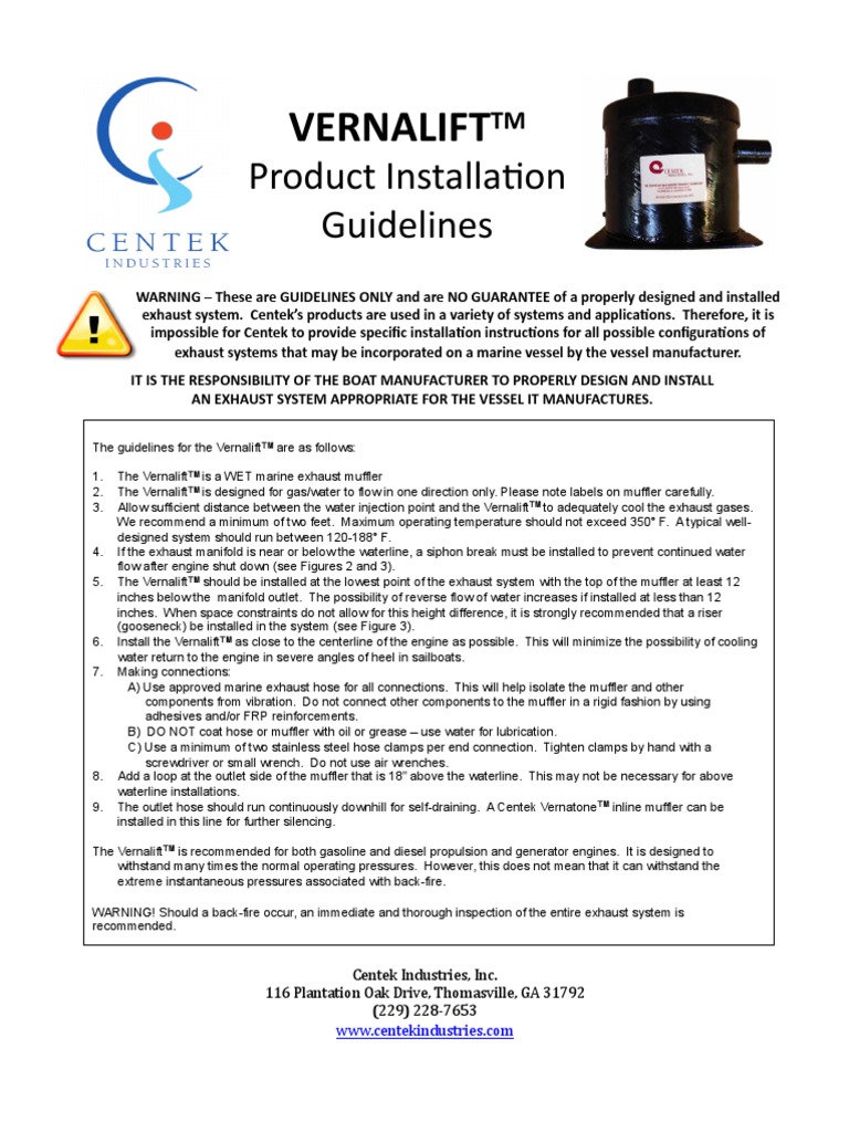 Vernalift Install Guidelines Jan09 PDF | PDF | Engines | Water
