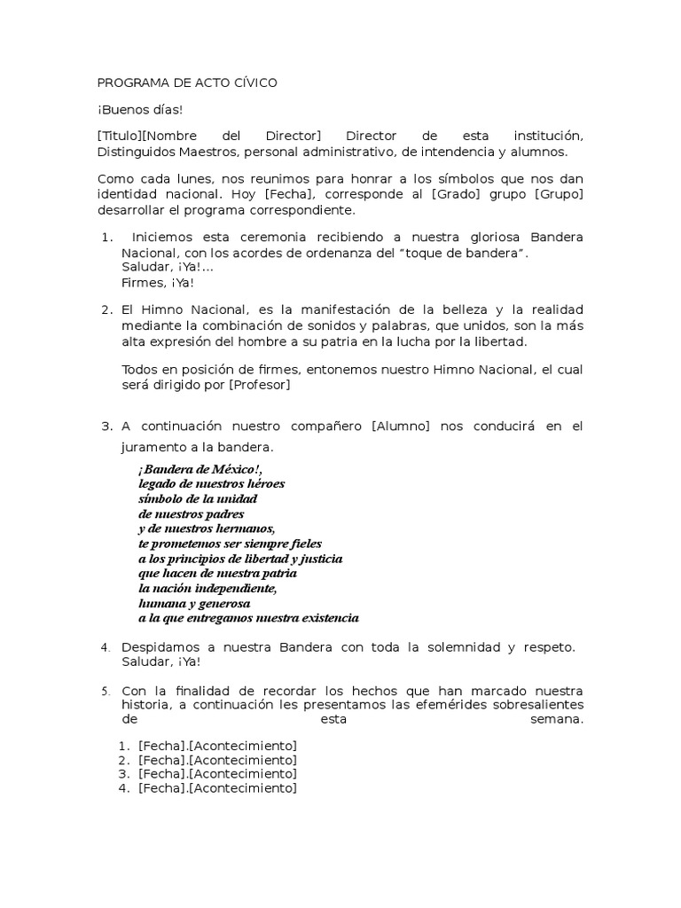 Programa de Acto Cívico | PDF | Mujer | México