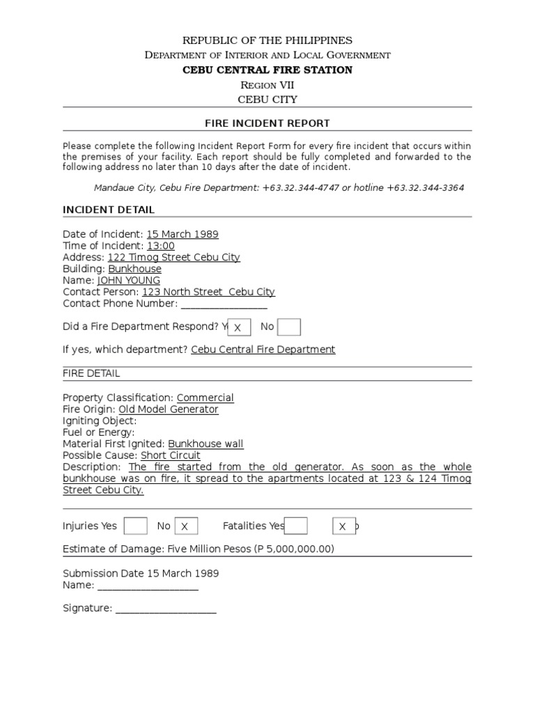 Fire Incident Report | PDF