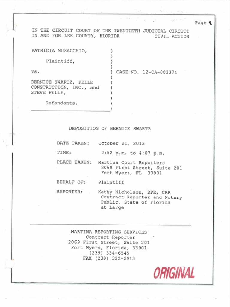 Bernice Swartz Deposition | PDF