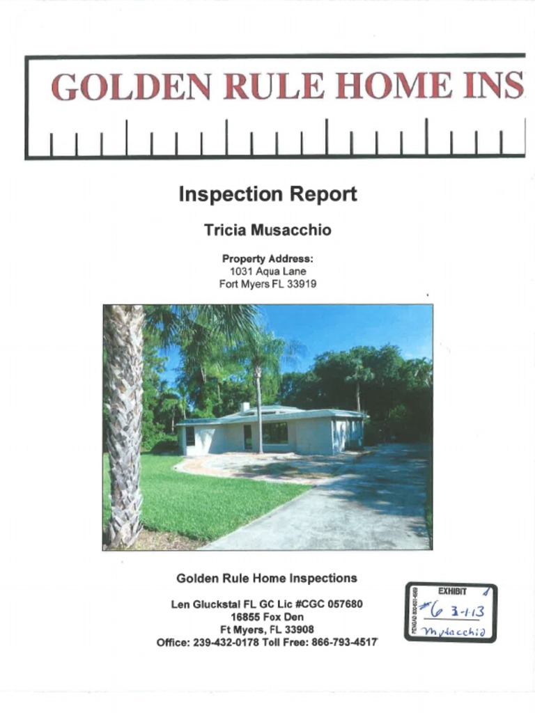 Golden Rule Home Inspection of Aqua Lane Home | PDF