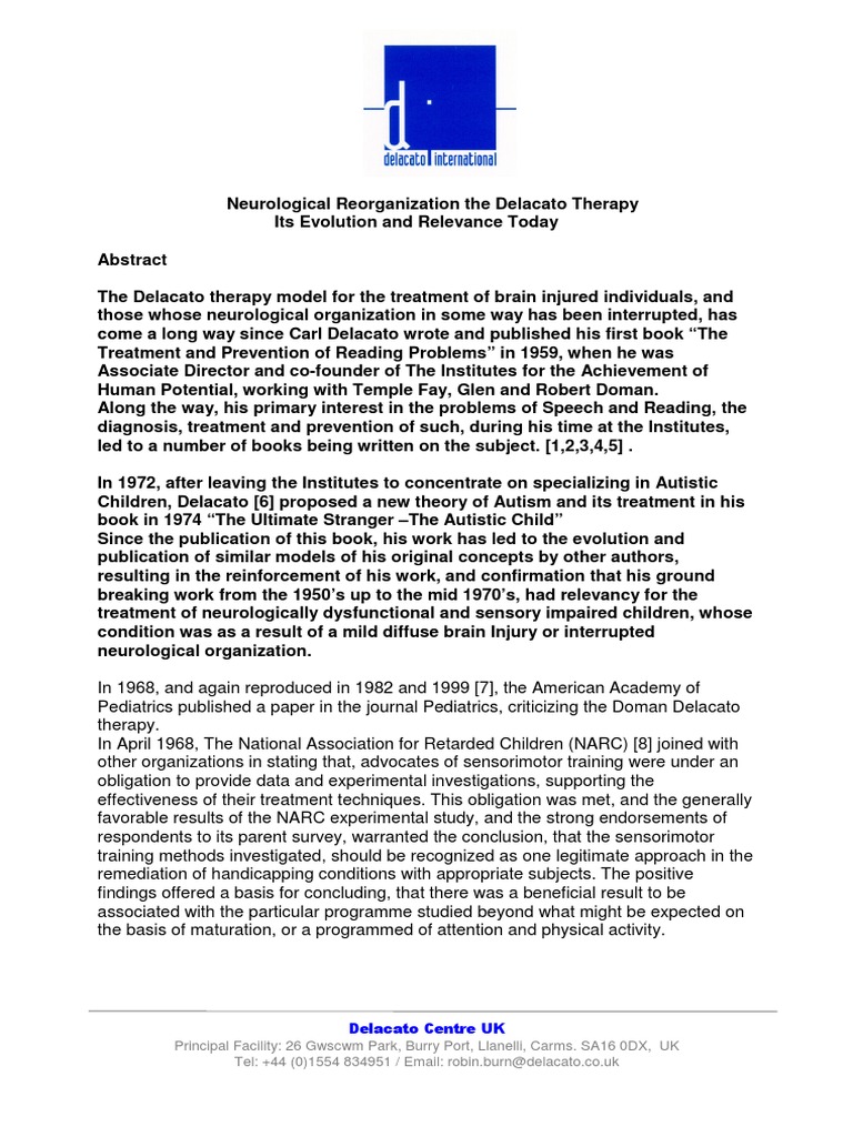 Delacato Evolution | PDF | Autism | Clinical Psychology