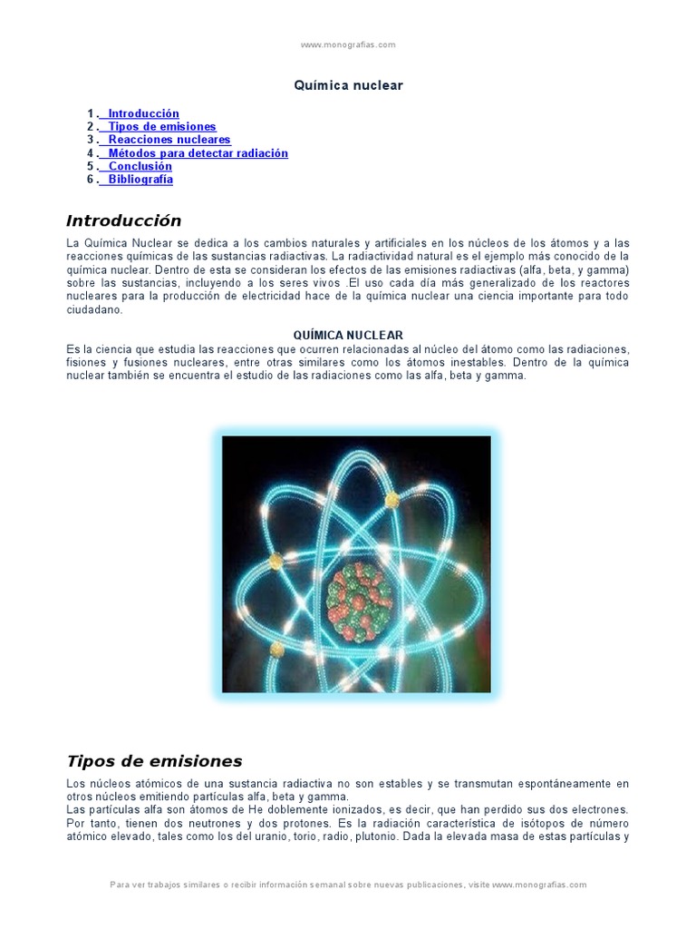 Introducción a la Química Nuclear | PDF | La energía nuclear | Reacción ...