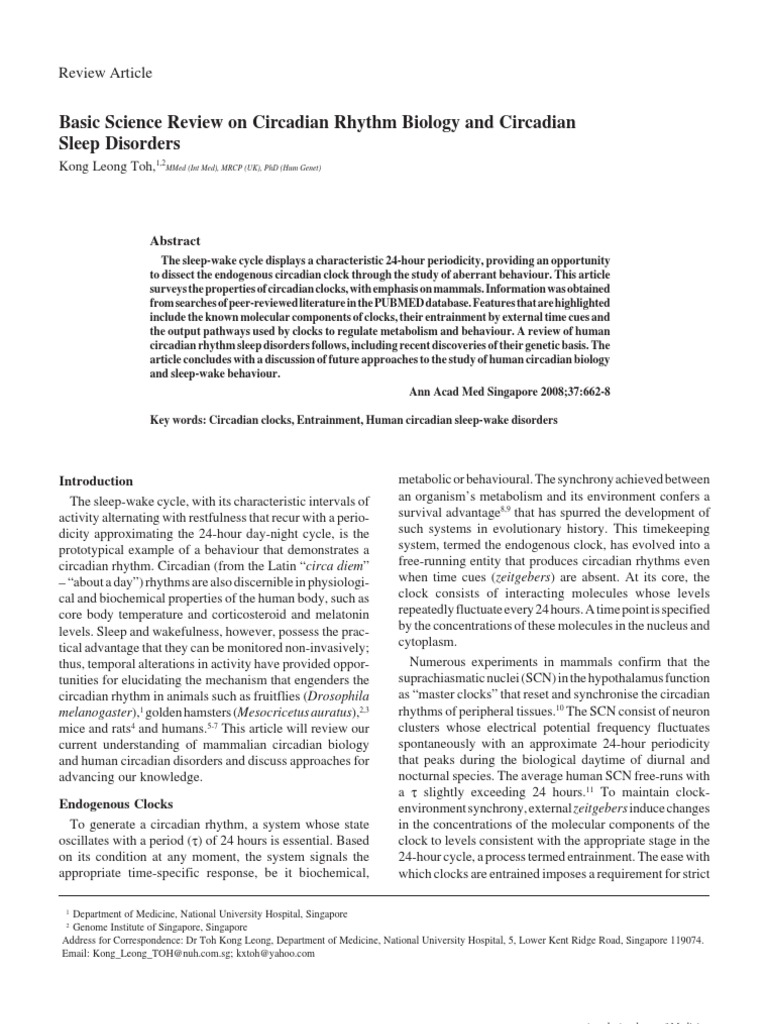 Circadian Rhythm Biology | PDF