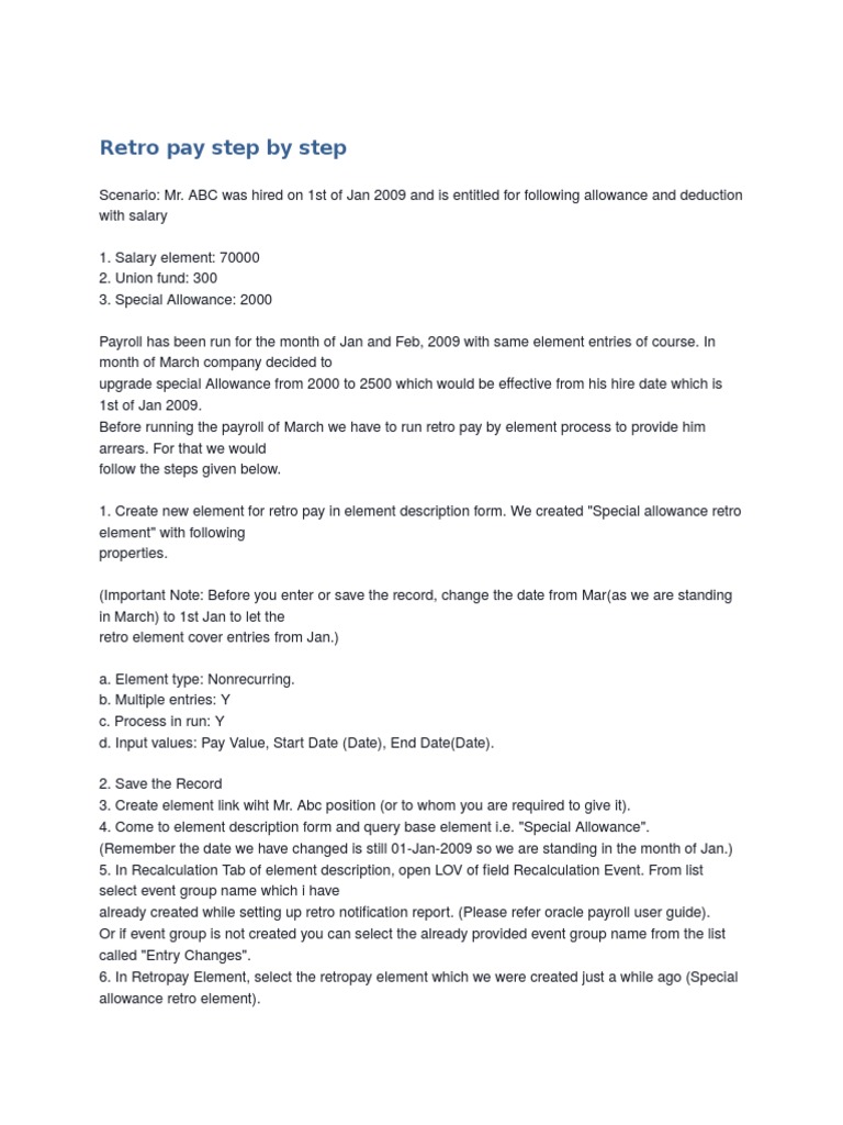 Retro Pay Step by Step | PDF | Payroll | Cheque