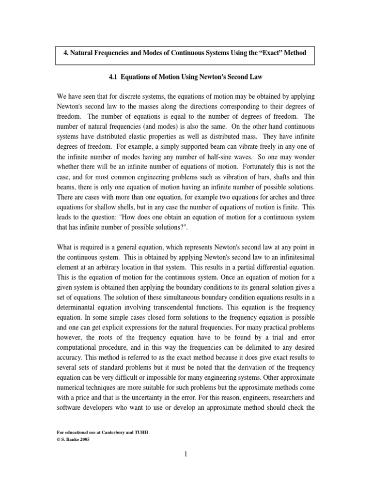 Longitudinal Vibration Bars | PDF | Normal Mode | Equations Of Motion