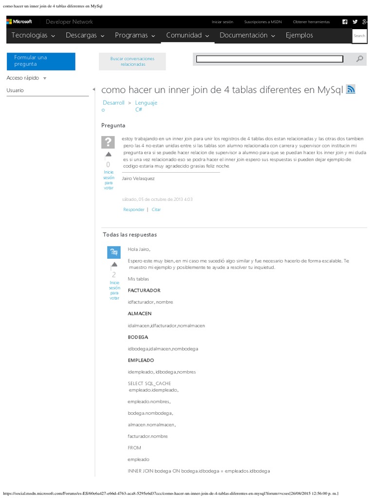Como Hacer Un Inner Join de 4 Tablas Diferentes en MySql | PDF ...