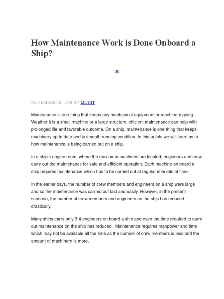 Ship Maintenance Procedures Explained | PDF | Boats | Business