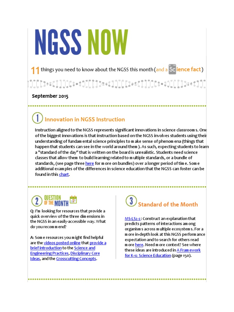 Innovation in NGSS Instruction: September 2015 | PDF | Science ...