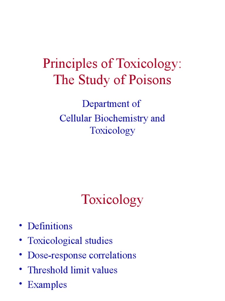 Principles of Toxicology: The Study of Poisons | PDF | Toxicology | Poison