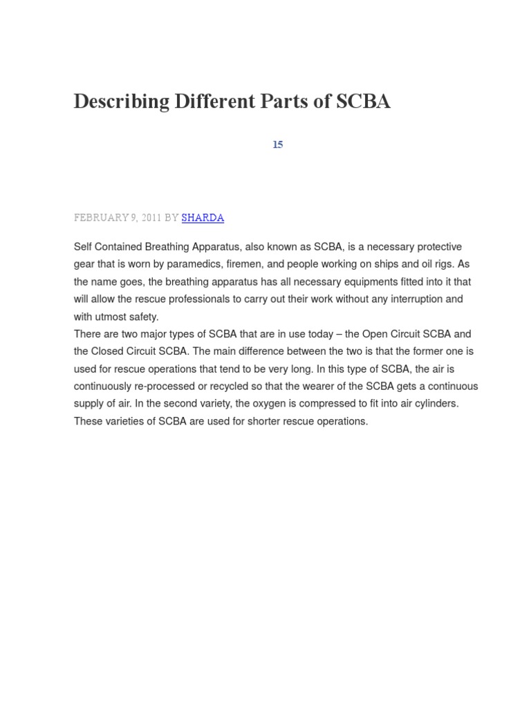 Describing Different Parts of SCBA | PDF | Laptop | Stock Exchange