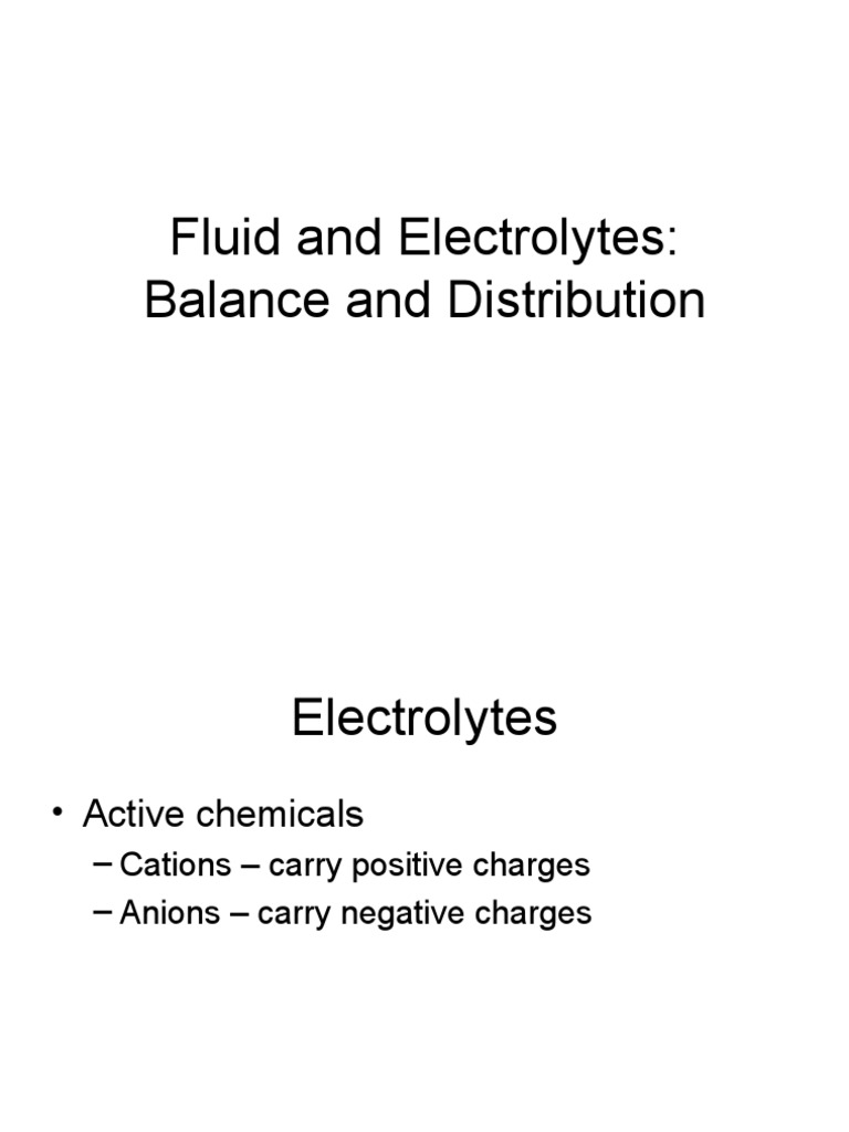 Fluid and Electrolytes: Balance and Distribution | PDF | Intravenous ...