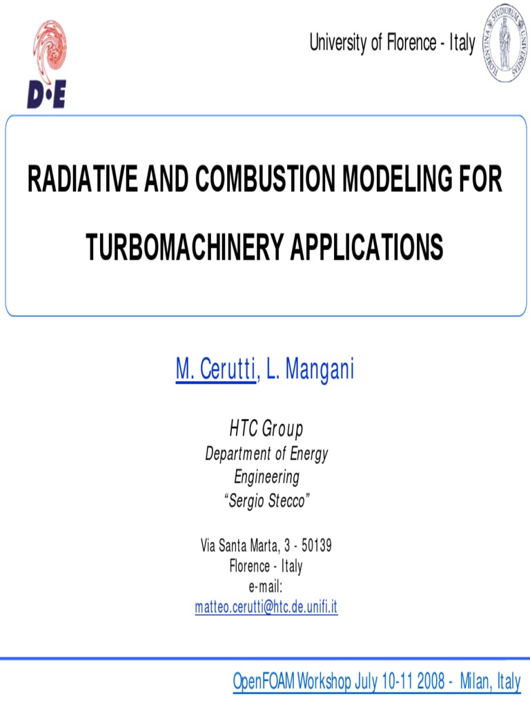 Radiative and Combustion Modeling For Turbomachinery Applications | PDF | Computational Fluid ...