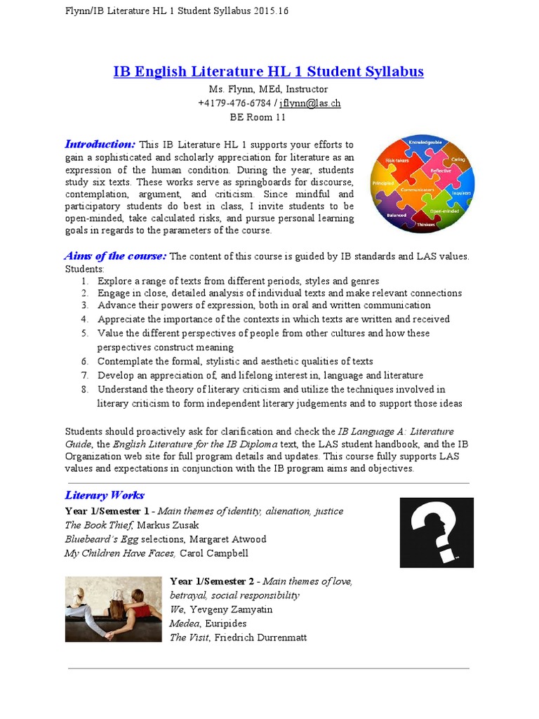 IB English Literature HL 1 Student Syllabus: Guide | PDF | Academic ...