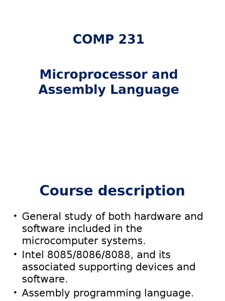 COMP 231 Microprocessor and Assembly Language | PDF | Central Processing Unit | Instruction Set