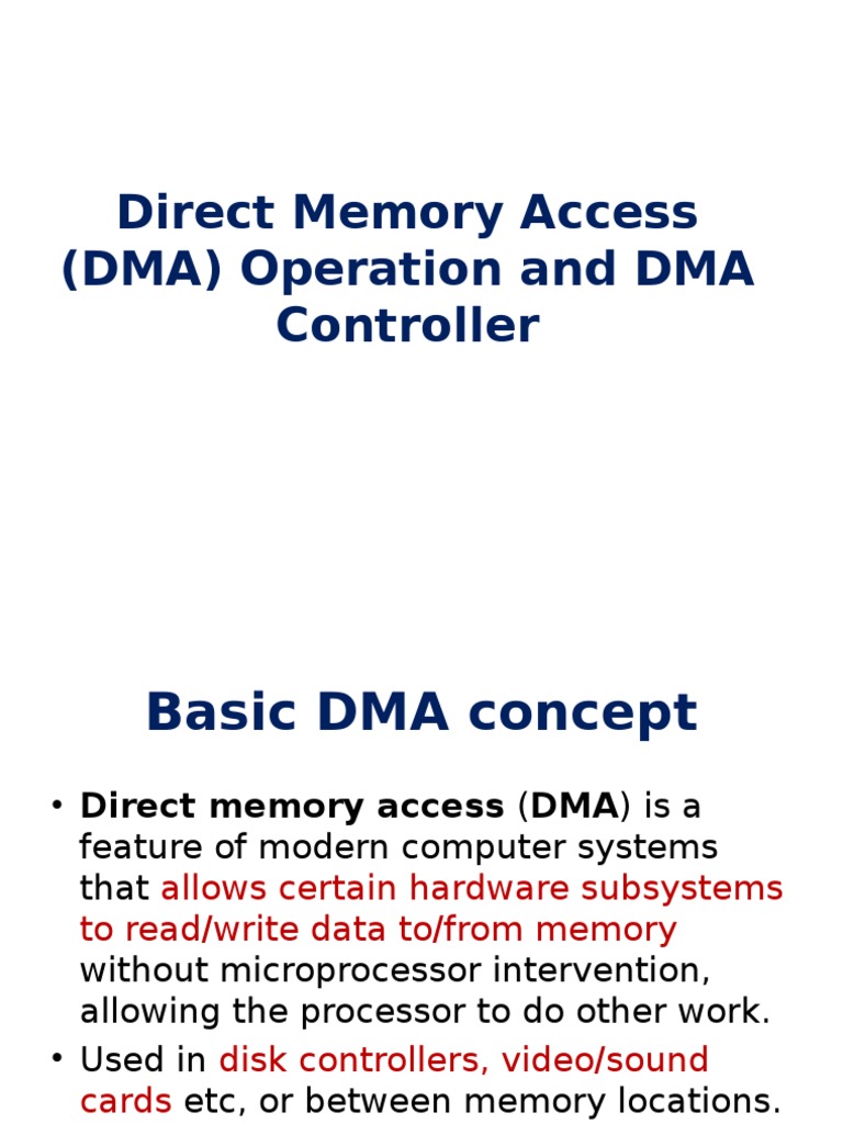 Direct Memory Access (DMA) Operation and DMA Controller | PDF | Input ...