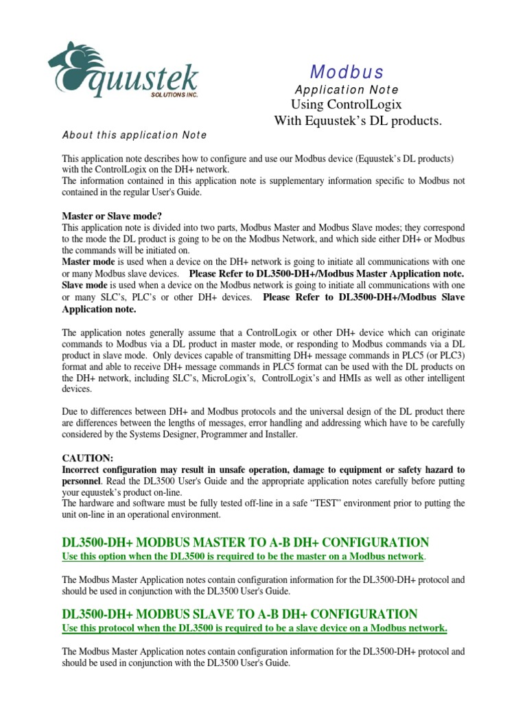 Modbus AppNote Using ControlLogix | PDF | File Format | Computer Network