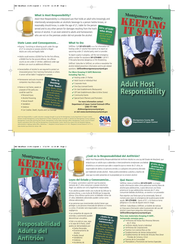 Adult Host Responsibility Brochure 2009 | PDF | Alcoholic Drinks | Alcohol
