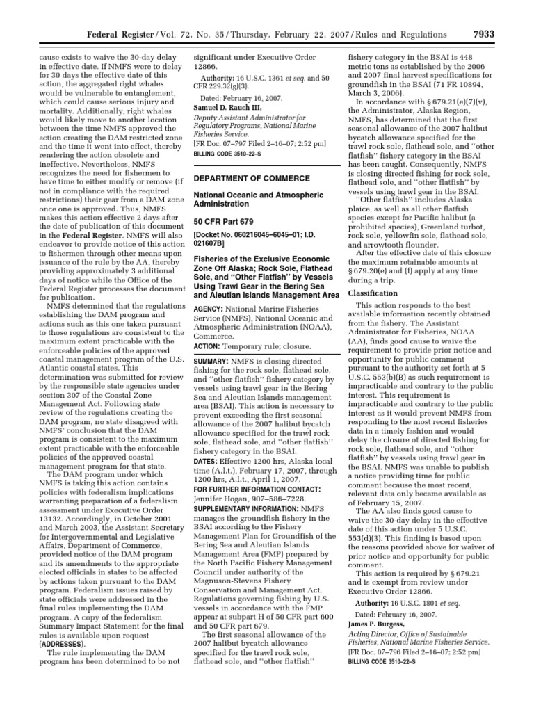 Rule: Fishery Conservation and Management: Alaska Fisheries of ...