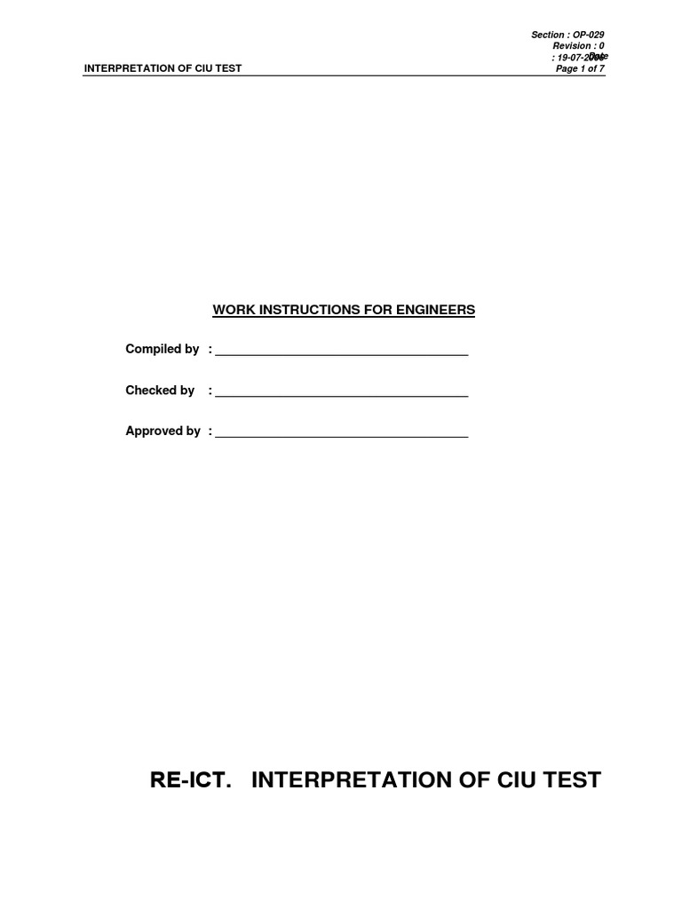 Checklist - Intrepretation of CIU Test - NoR | PDF | Stress (Mechanics ...