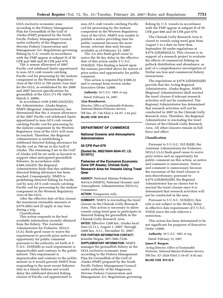 Rule: Fishery Conservation and Management: Alaska Fisheries of ...