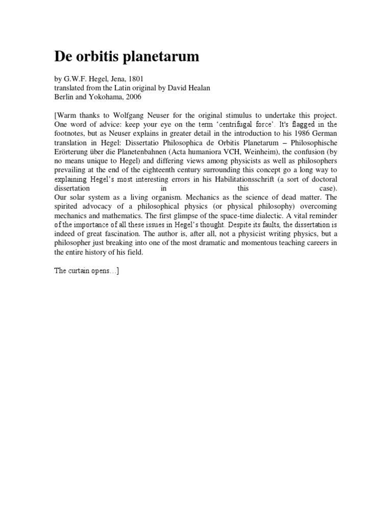 De Orbitis Planetarum | PDF | Gravity | Force