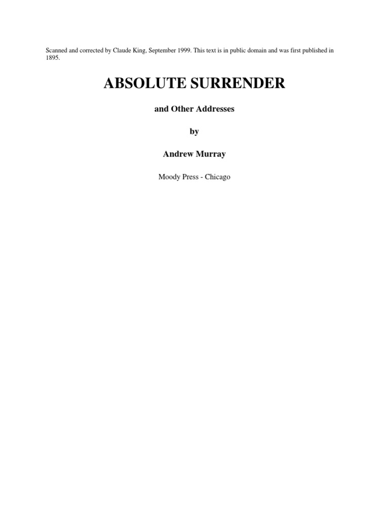 Absolute Surrender - Andrew Murray | PDF | Intercession | Jesus