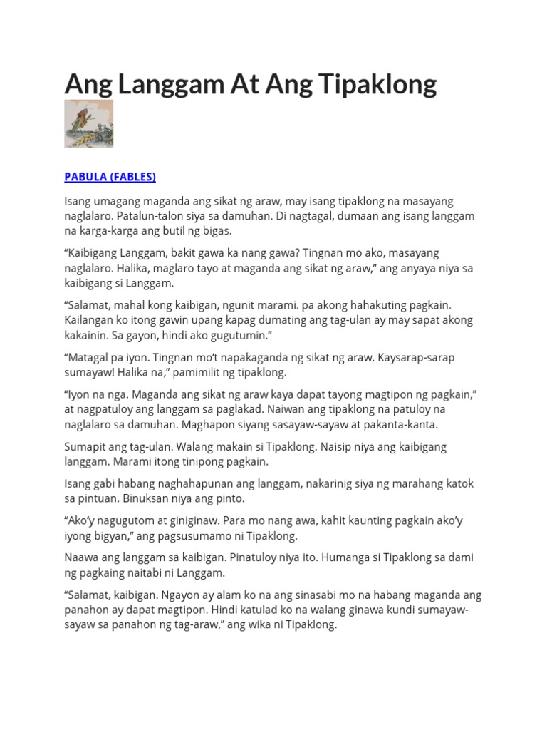 Ang Langgam at Ang Tipaklong | PDF
