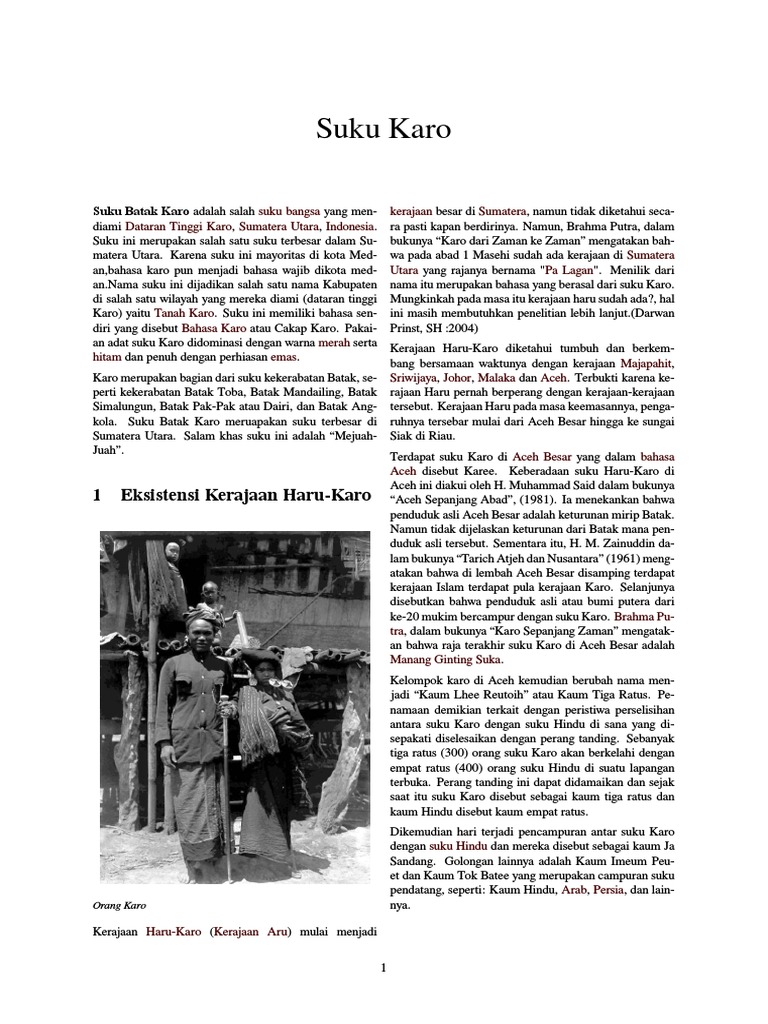 Suku Karo | PDF | Sejarah