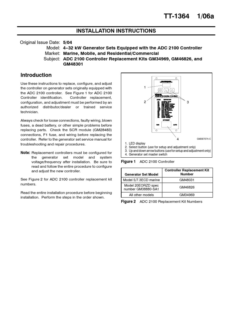 Kohler 12RES ADC 2100 Controller | PDF | Analog To Digital Converter ...