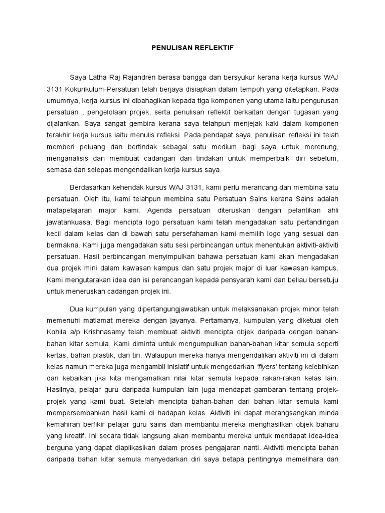 Penulisan Reflektif | PDF