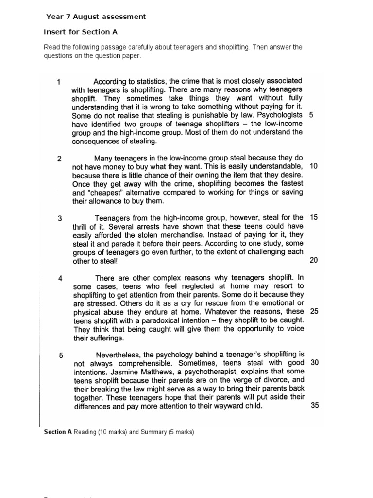 Shoplifting Text | PDF | Paragraph | Theft