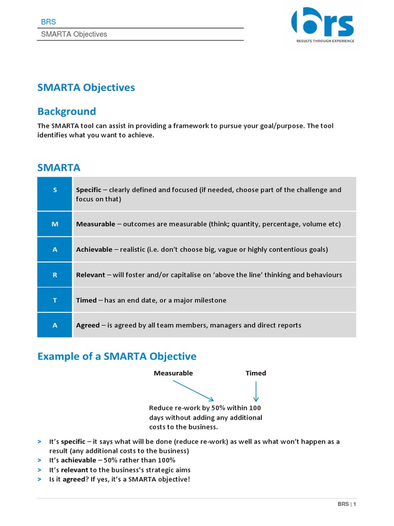 SMARTA_Objectives.pdf | Goal | Cognition