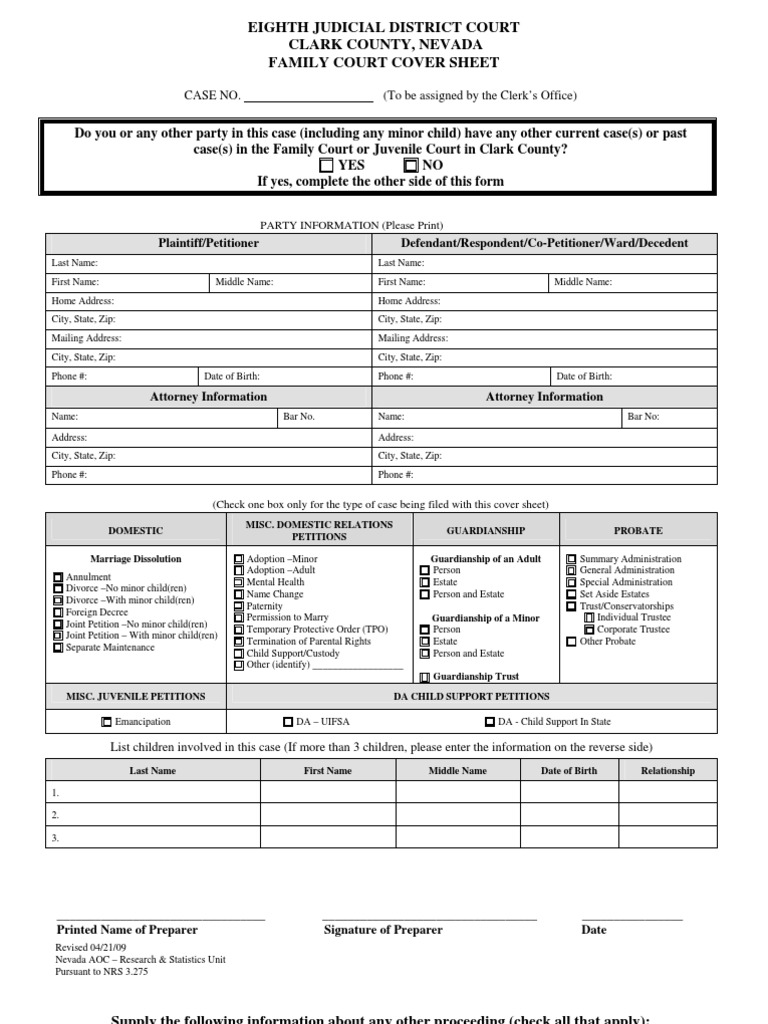 Nevada Divorce Forms | PDF | Alimony | Notary Public