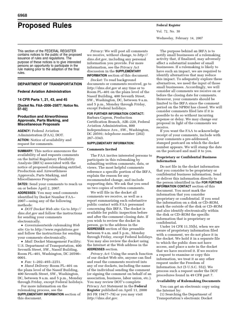 FAA Proposed Rulemaking Notice | PDF | Federal Aviation Administration ...