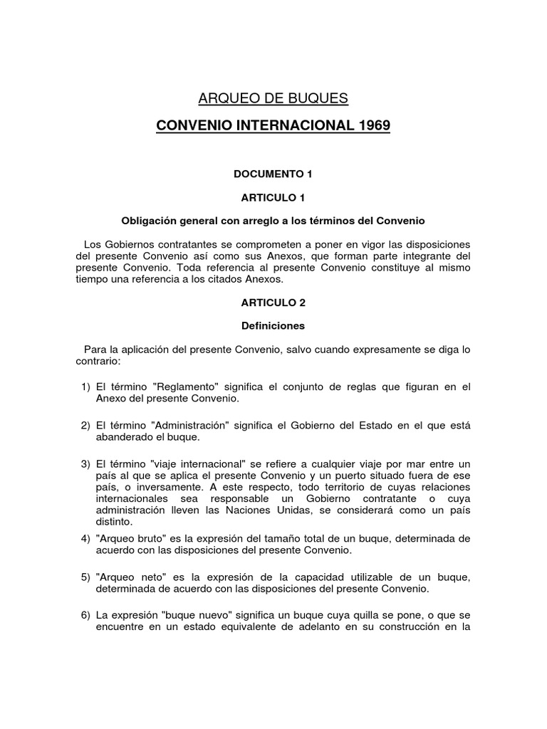 Convenio Internacional de Arqueo de Buques 1969 | PDF | Buques | Gobierno