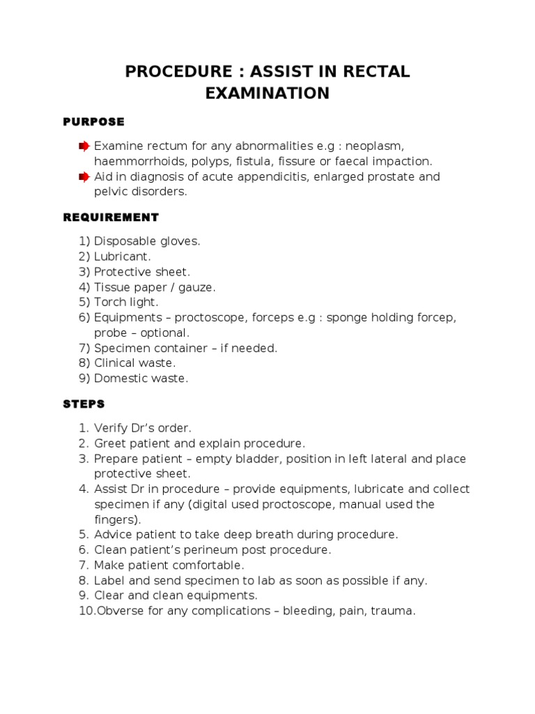 Assist in Rectal Examination Procedure | PDF