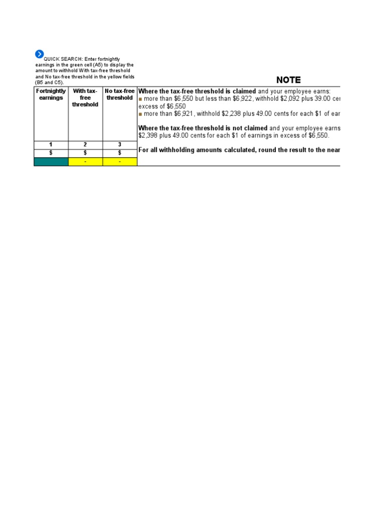 Where The Tax-Free Threshold Is Claimed and Your Employee Earns | PDF ...