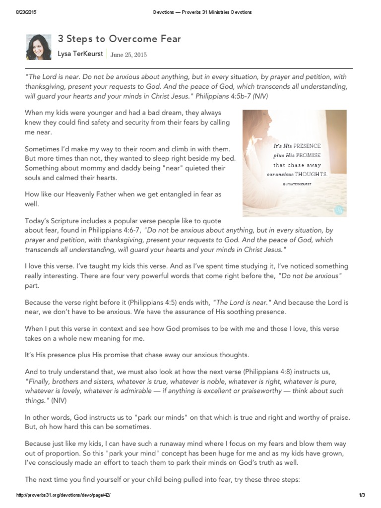 3 Steps To Overcome Fear | PDF | Prayer | Mind