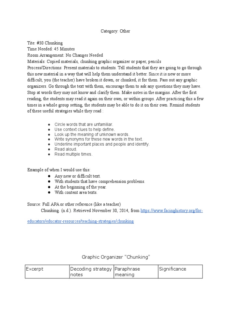 Effective Chunking Strategies for Learning | PDF | Career & Growth ...