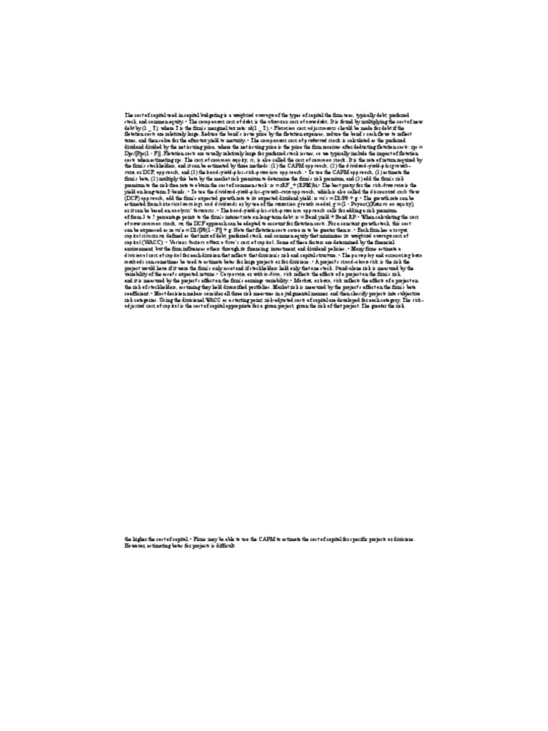 Quiz Chapter 9 Cheat Sheet | PDF | Cost Of Capital | Discounted Cash Flow