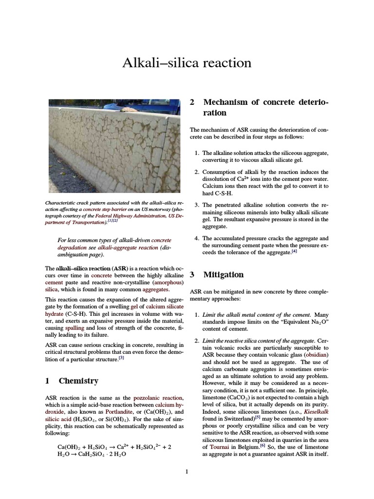 Alkali Silica Reaction | Silicon Dioxide | Concrete