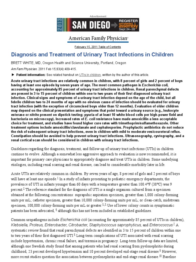 Aafp Uti Guidelines | Urinary Tract Infection | Medicine