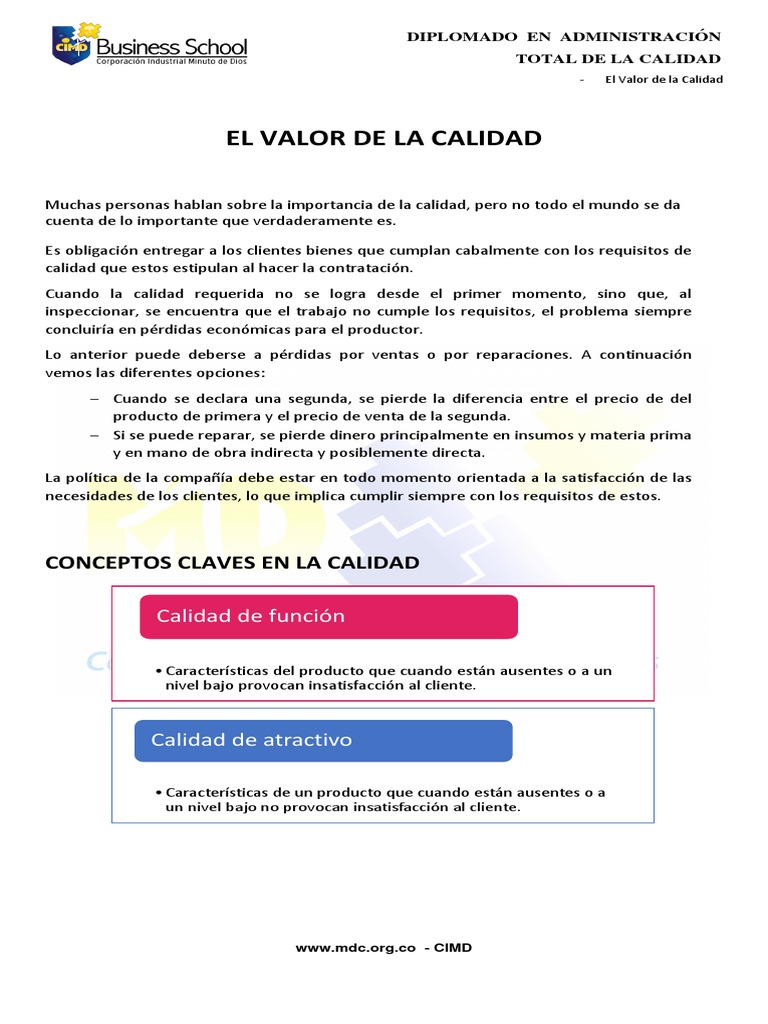 1. El Valor de La Calidad | Producto (Negocio) | Negocios